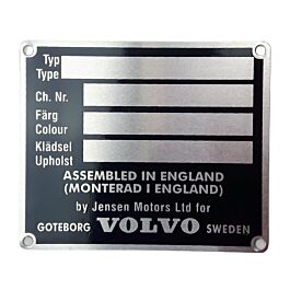 "Aluminium Volvo P1800 Jensen Plate Part - Under Hood, Part No. 113191"